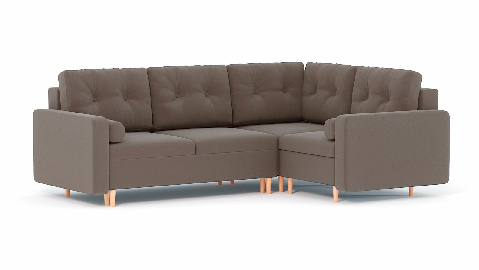 Модульный угловой диван "Белфаст", пантограф, угол универсальный, велюр Зара Лайт Браун 05