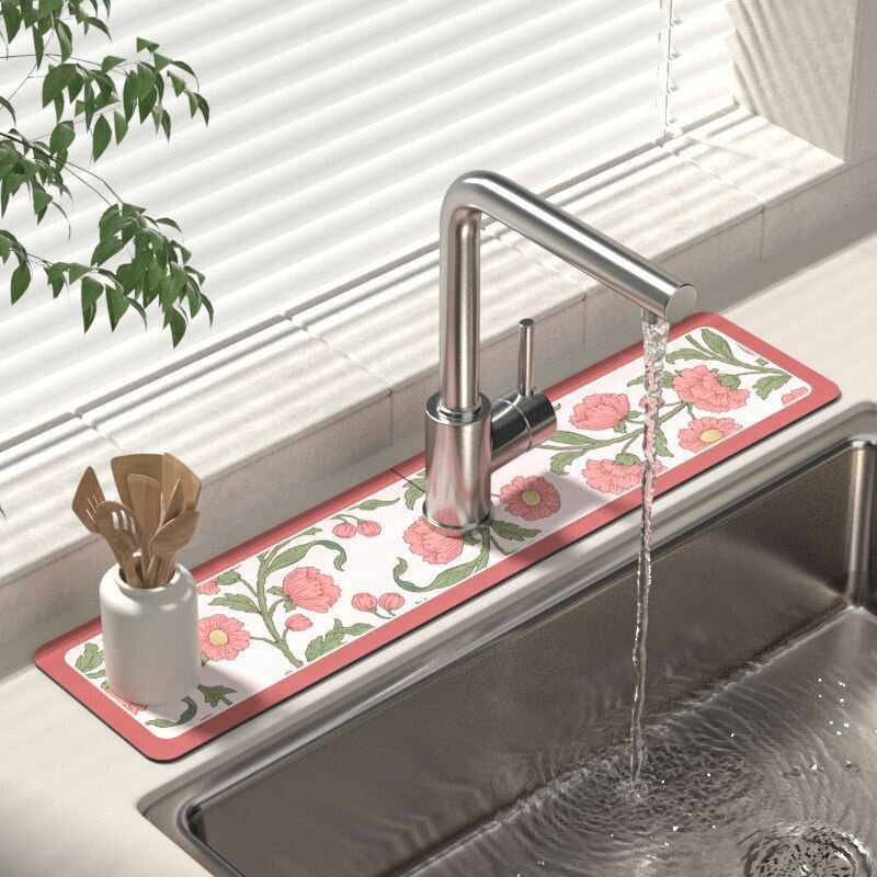 Впитывающий коврик для крана из диатомитовой земли, коврик для слива воды в кухонной раковине, защитный коврик для ванной на столешнице