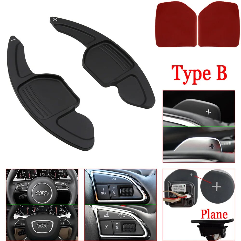 Для Audi A1 8X A6 C7 A7 Q3 2011-2018, A3 8V A4 B8 A5 Q3 Q5 Q7 2013-2015, Avant Sline Allroad Quattro автомобильный рулевой переключатель DSG лопатки, Style 1 Black