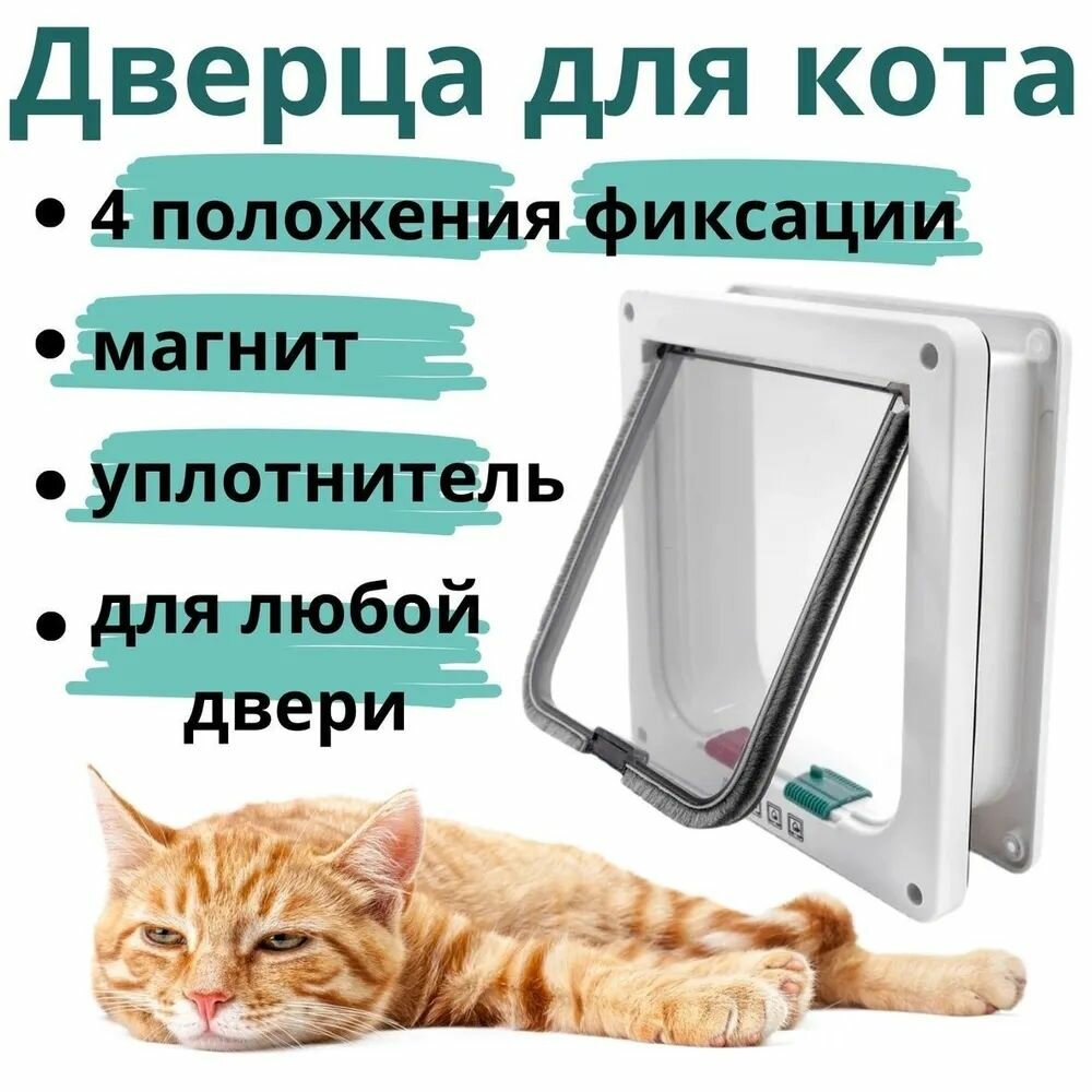 Дверца для кошек врезная, уличная, в межкомнатную дверь