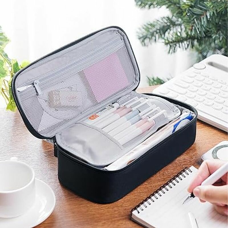 Пенал школьный для девочки и мальчика / Органайзер большой с молнией и отделениями для хранения ручек, карандашей, кистейПенал школьный большой