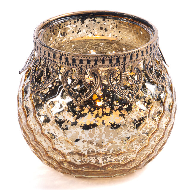 Стеклянный подсвечник стакан Abbraccio di Fiamma - Opera di Luce 8 см, золотой, Goodwill, FI10625