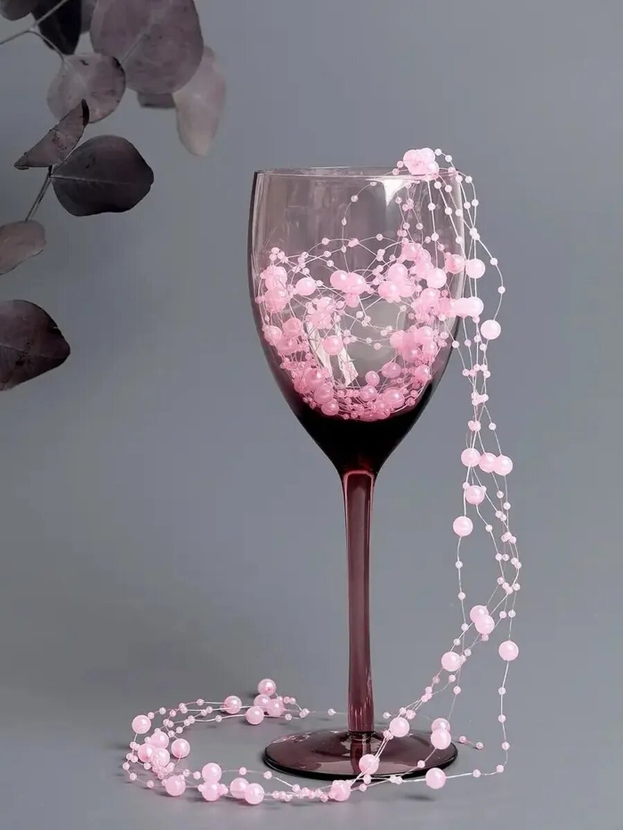 Гирлянда для декора из бусин, розовая