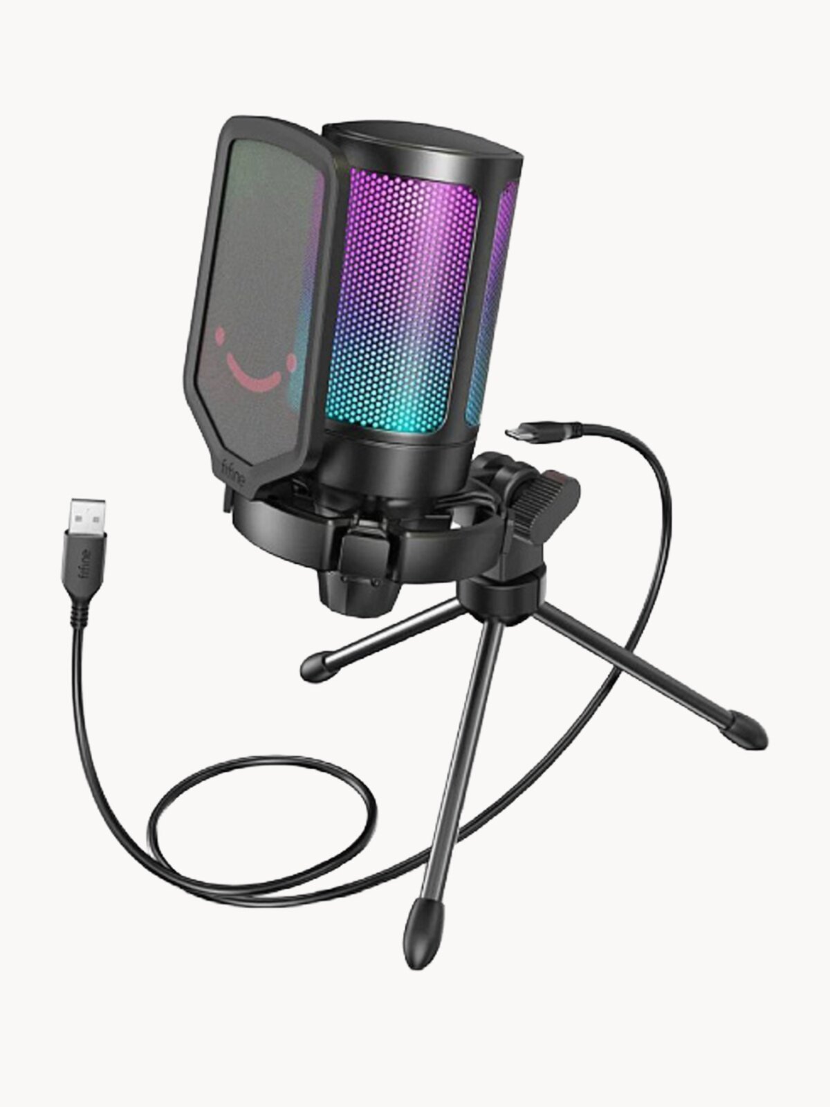 Конденсаторный USB Микрофон Fifine A6V Ampligame с RGB-подсветкой (Black)