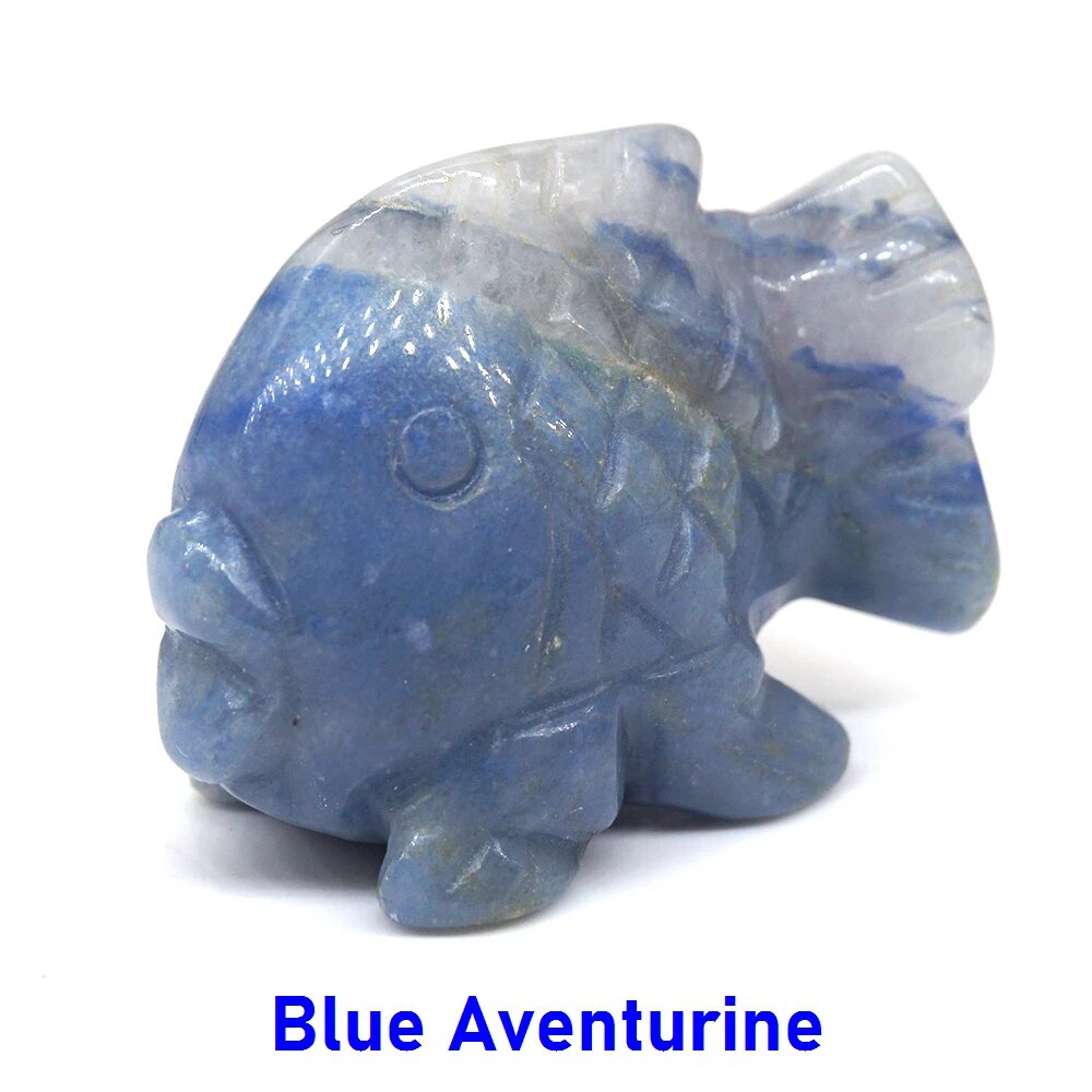 Фигурки рыбки из черного лабрадорита/черного обсидиана/кровяного камня/голубого содалита/китайского Пикассо Синий, Blue Aventurine