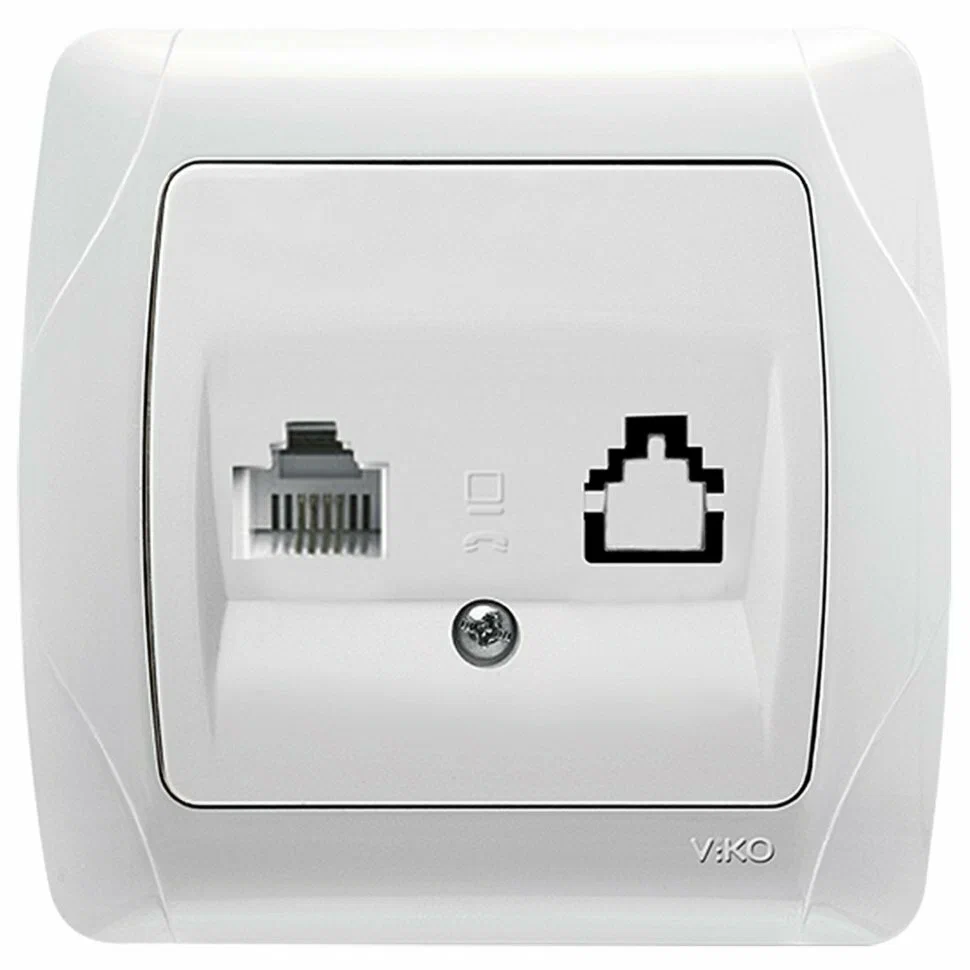 Розетка Viko Carmen 90561013, RJ11, скрытая установка, белая,