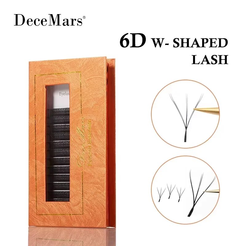 Черные наращиваемые ресницы DeceMars 6D, 9 мм, изгиб dd — фото 1