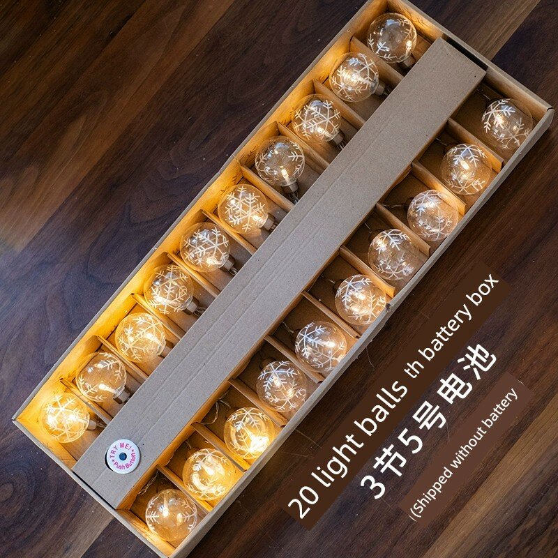 Стеклянные светящиеся шары-гирлянды для украшения новогодней елки, подвесные светящиеся шары, декоративные шары,