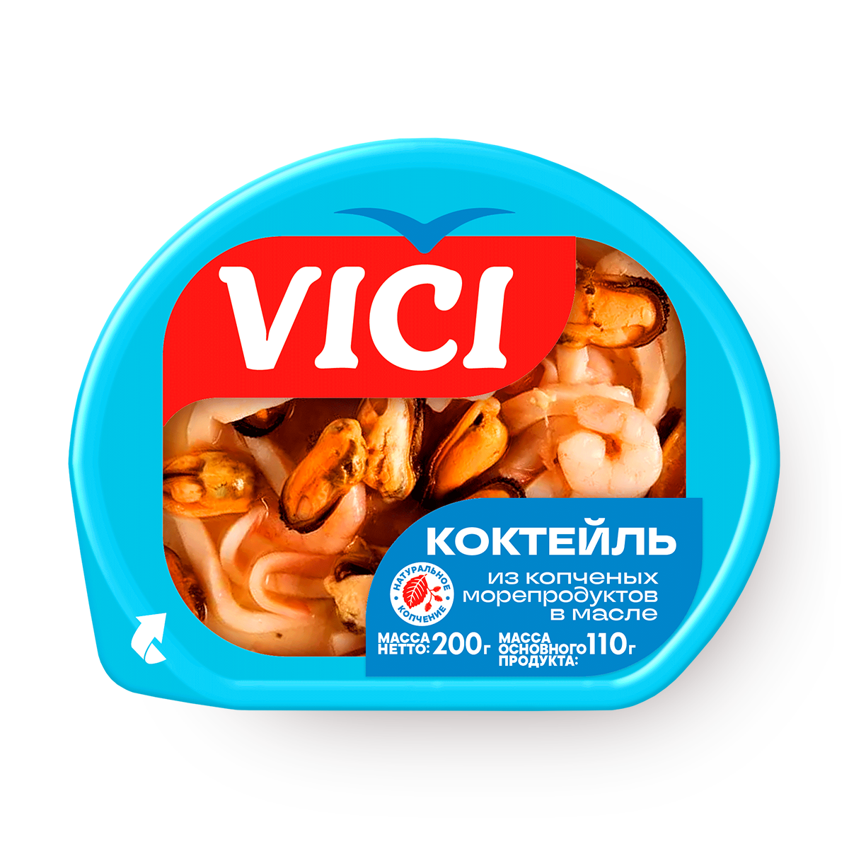 Коктейль Vici, из копчёных морепродуктов, в масле, 200 граммов