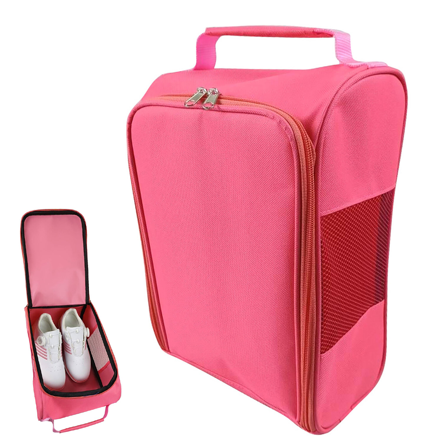 Сумка для гольфовых обуви из оксфордской ткани, дышащая сумка для хранения кроссовок, зippersный органайзер для гольфовых кроссовок, цвет: черный/розовый/синий (выбор), размер: 23*15*33см/9.1*5.9*13дюймов, вес упаковки: 190г/6.7унции, количество: 1 шт.