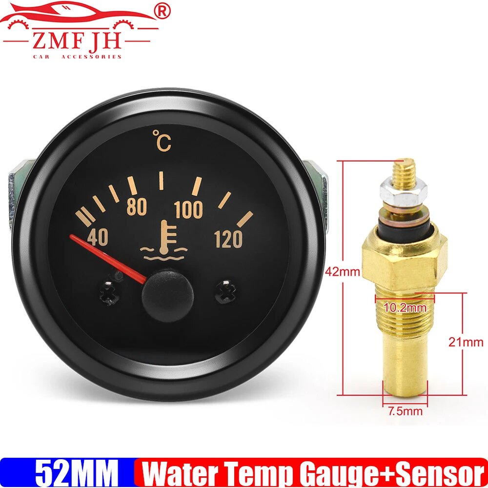 Датчик температуры воды ZMFJH 52 мм с LED-индикацией DC24V, 40-120°C, стрелочный измеритель температуры воды для дизельных генераторных установок