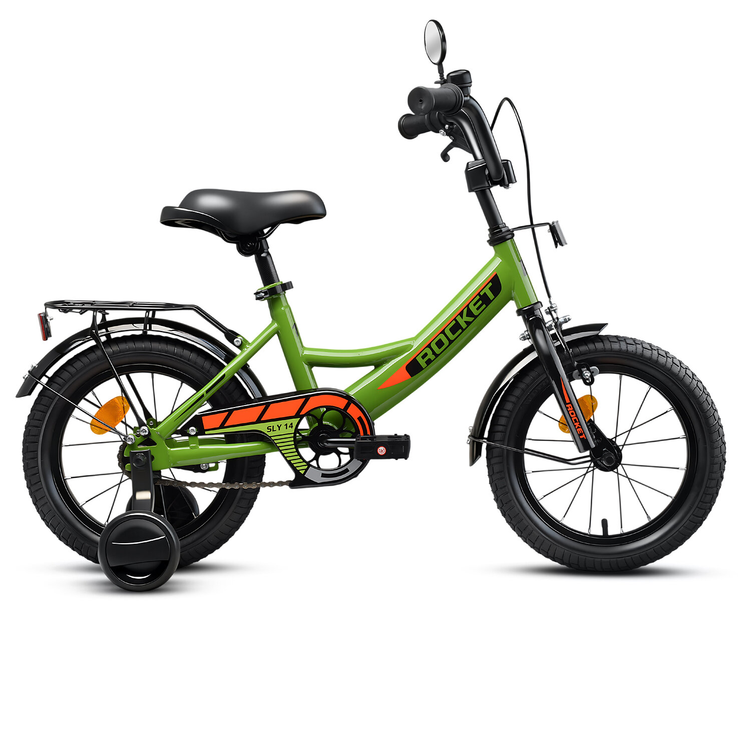 Велосипед детский двухколесный 14" Rocket Sly, для роста от 105 до 120 см. цвет зеленый