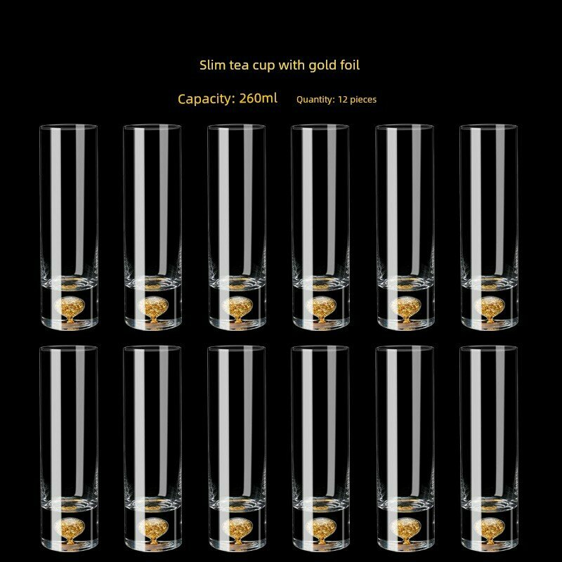 Элитный стакан для воды из хрусталя с золотой фольгой, креативная прозрачная чашка для зеленого чая в стиле лайт-люкс,