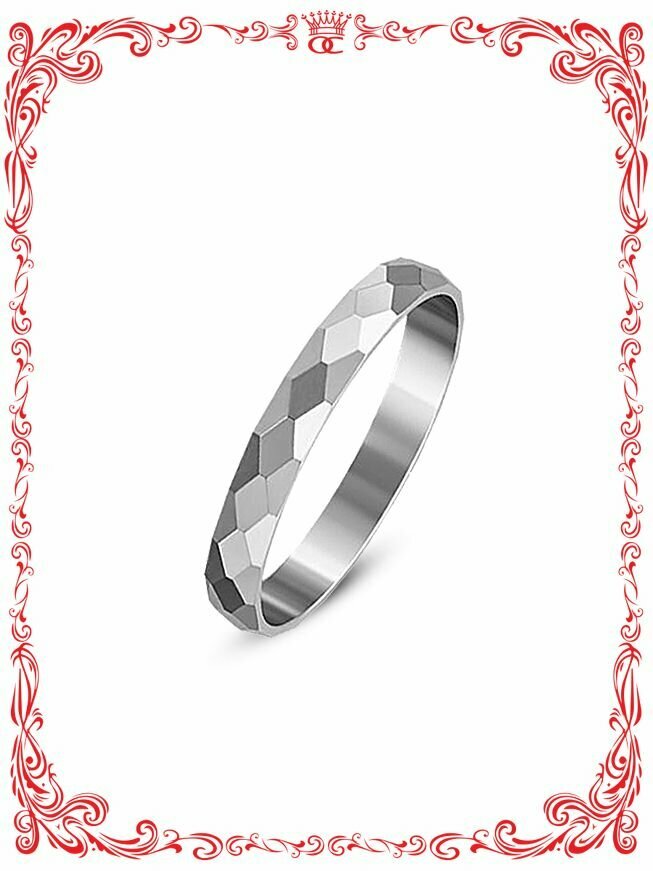 Кольцо обручальное, серебро, 925 проба, родирование