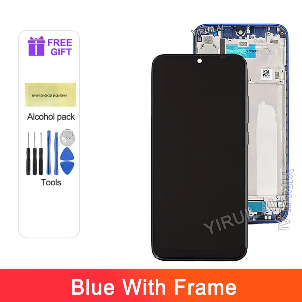 AMOLED-дисплей для Xiaomi Redmi Note 7 Pro M1901F7S, ЖК-дисплей, дигитайзер Blue with Frame