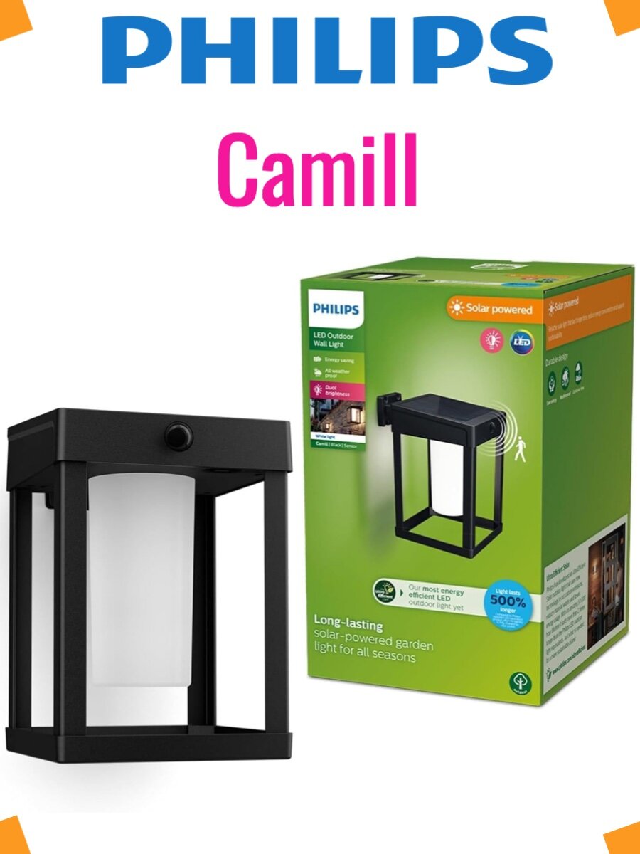 Уличный светильник Philips LED Outdoor Wall Light Solar Camill Sensor с датчиком движения солнечной панелью 929003363701