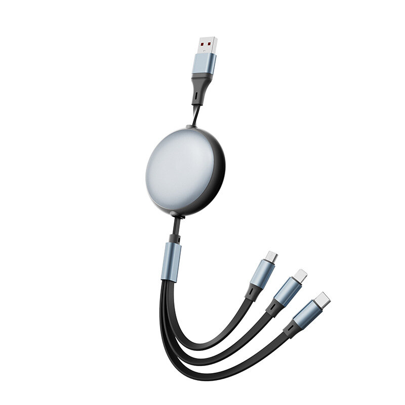 Быстрый зарядный телескопический кабель для зарядки один-три 6A кабель для передачи данных три-в-одном