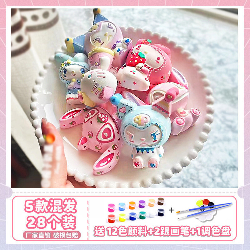 2024 Мини-гипсовая кукла для раскрашивания, игрушка для граффити, детская живопись, Куроми, белый эмбрион, керамический тип