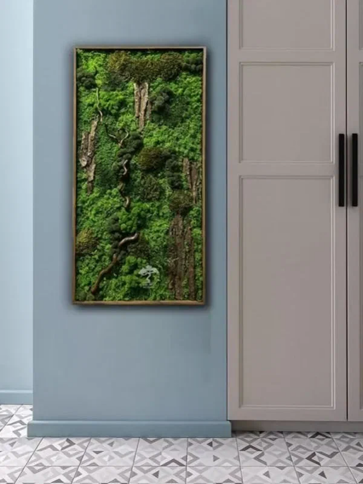 Панно/картина в раме "На опушке". Кедр, 100*50 см. Дом Мха - MossArt.