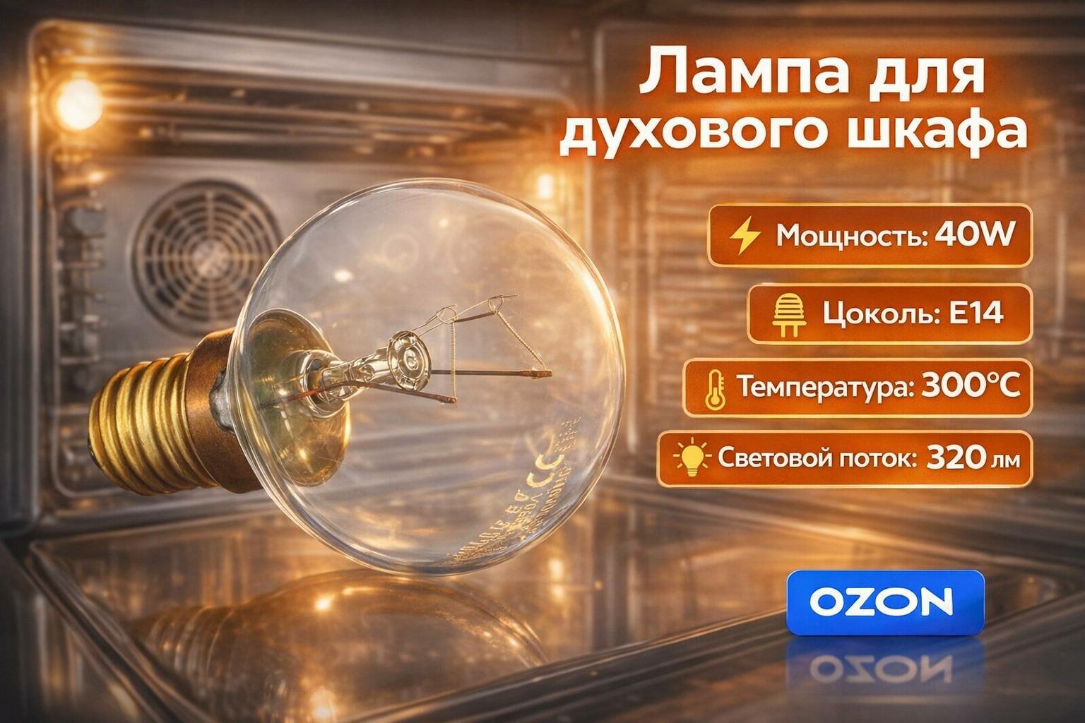 Лампа для духового шкафа Bosch HBN630260F 03, HBN630550F 01, HBN630560F 04, HBN630N60F 01, HBN630250 01