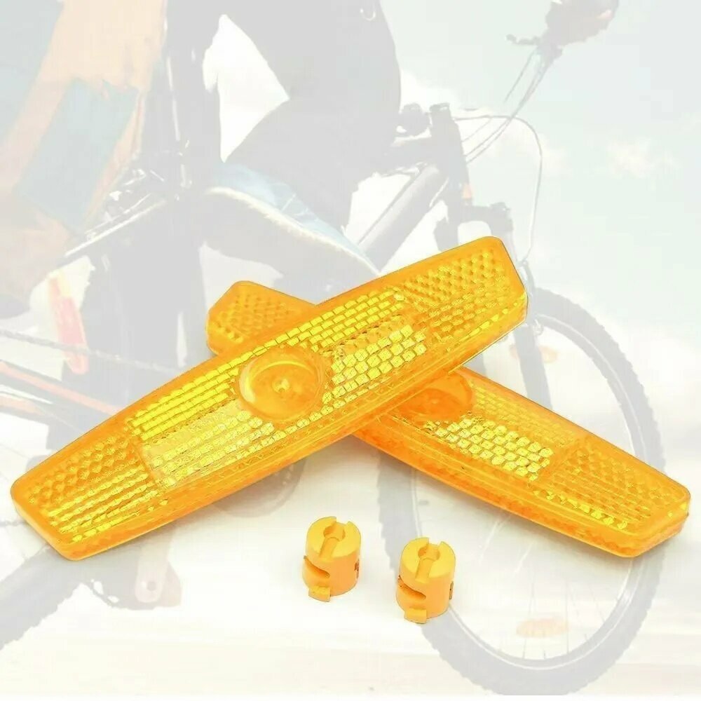 Катафоты для велосипеда (светоотражатели) на спицы колеса, вертикаль, оранжевые (комплект 2 шт.)