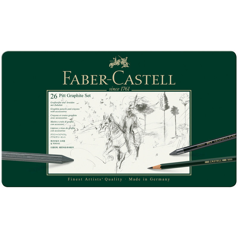 Набор карандашей ч/г Faber-Castell "Pitt Graphite", 26 предметов, заточен, метал. кор, 285939