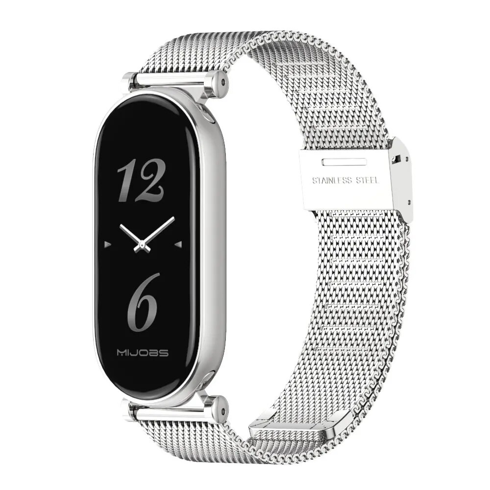 Mijobs Milan GT4 Silver, ремешок для Mi Band 8/9/10, серый