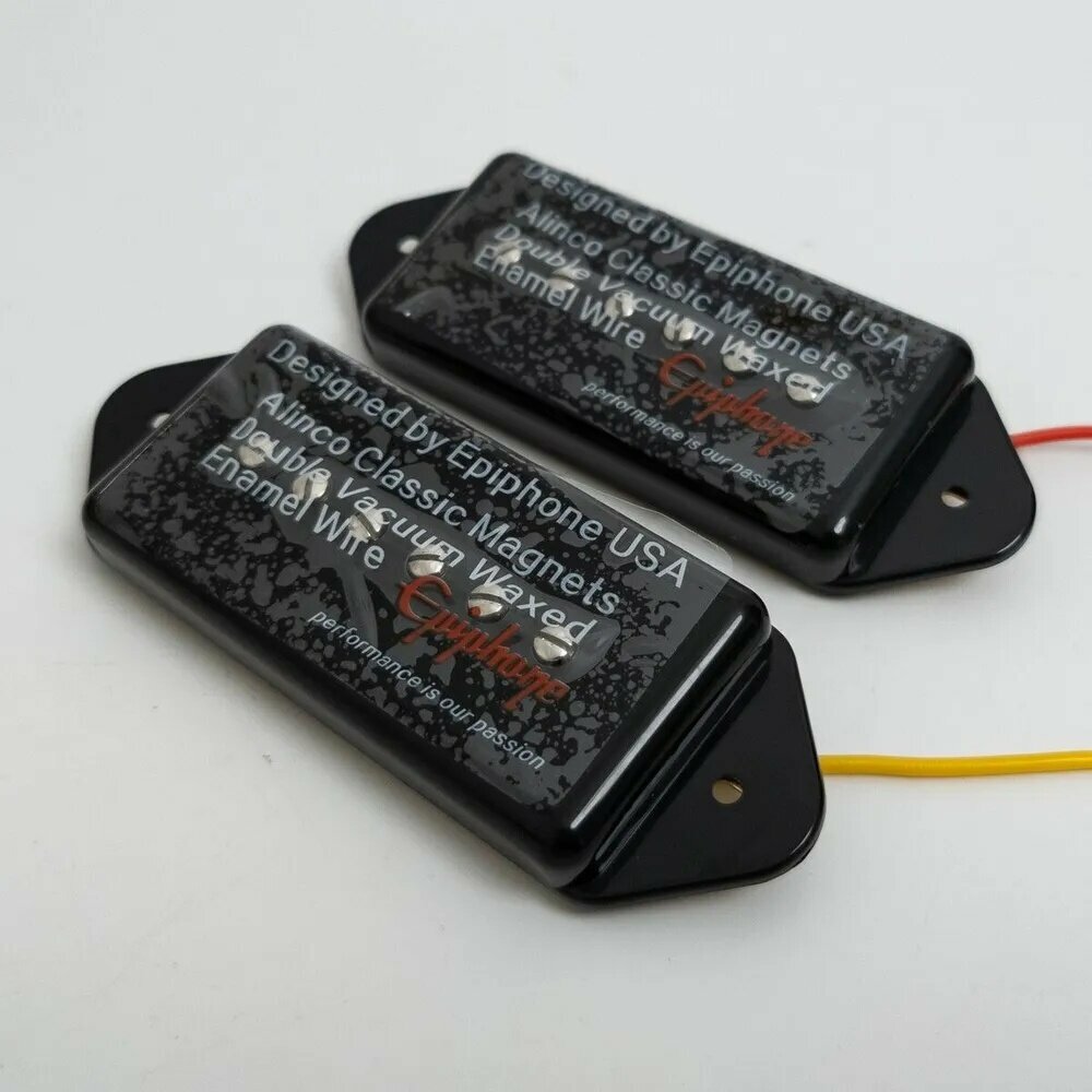 1 Комплект Epiphone Alnico 2 звукоснимателя Low Gauss Iconic Sound P90 Звукосниматель в стиле Dogear для электрогитары Gibson SG/LP (золото/хром/черный)