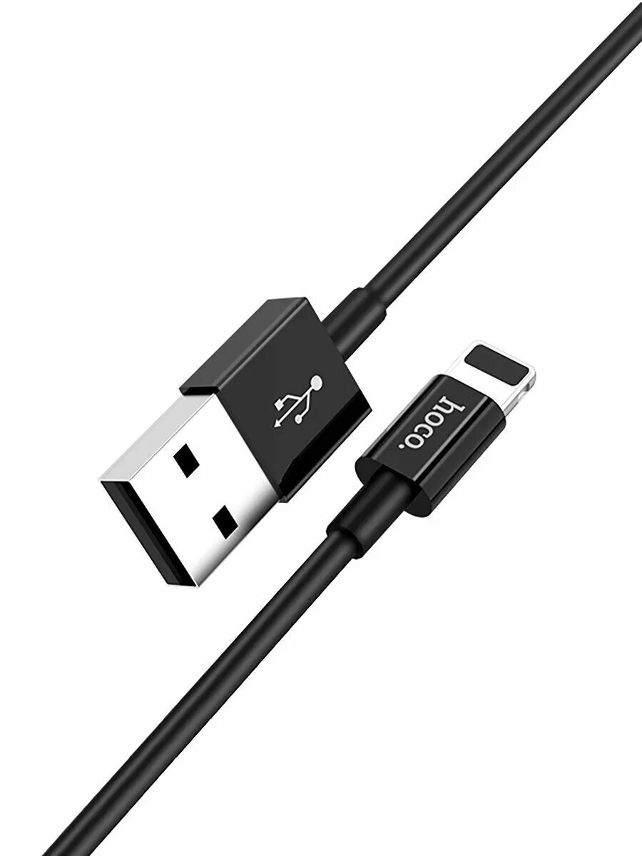 Кабель Hoco X23 USB to Lightning, 1 метр, черный (для iPhone 14, 13, 12, 11 и ранее)