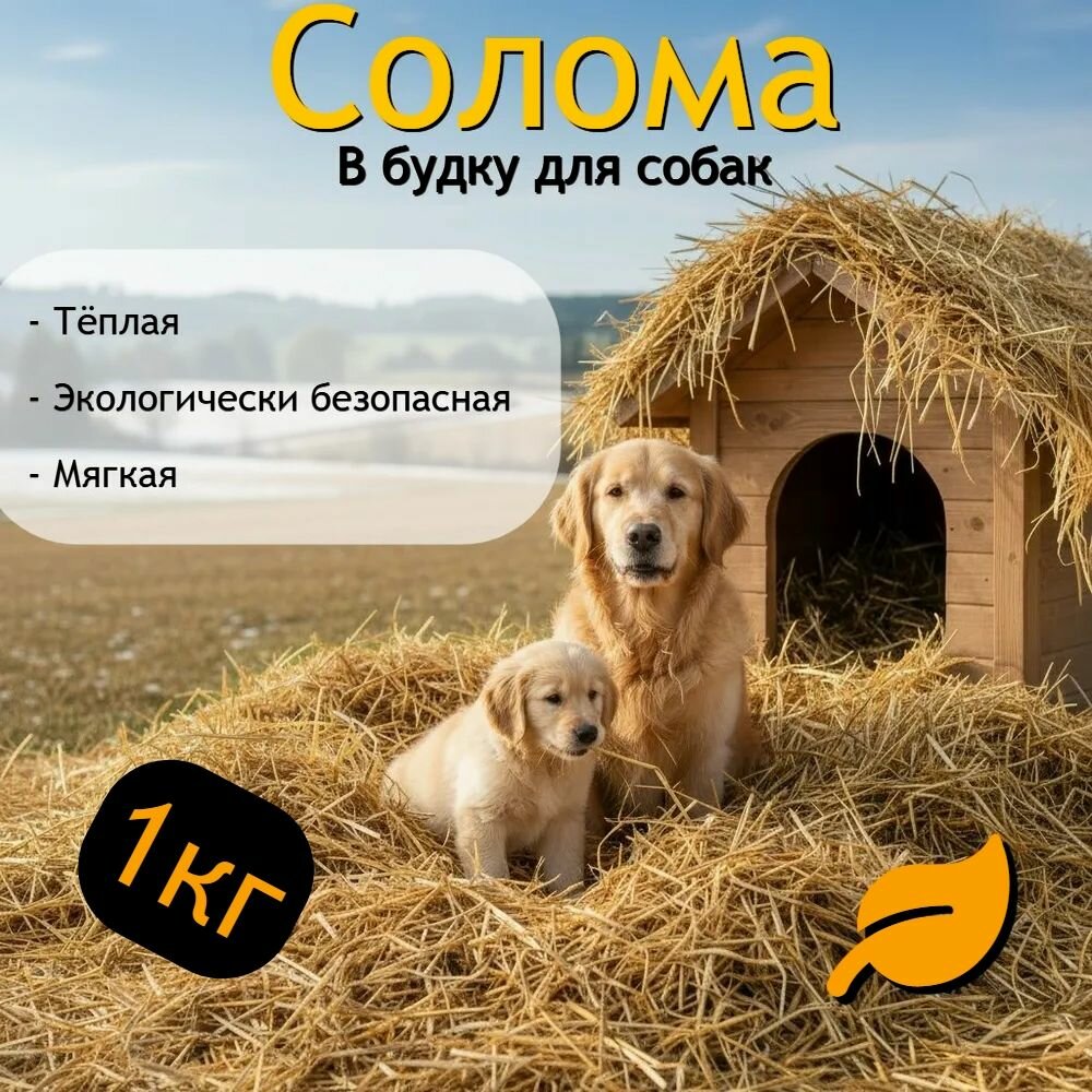 Солома для собак в будку, мульчирования, 1000 гр
