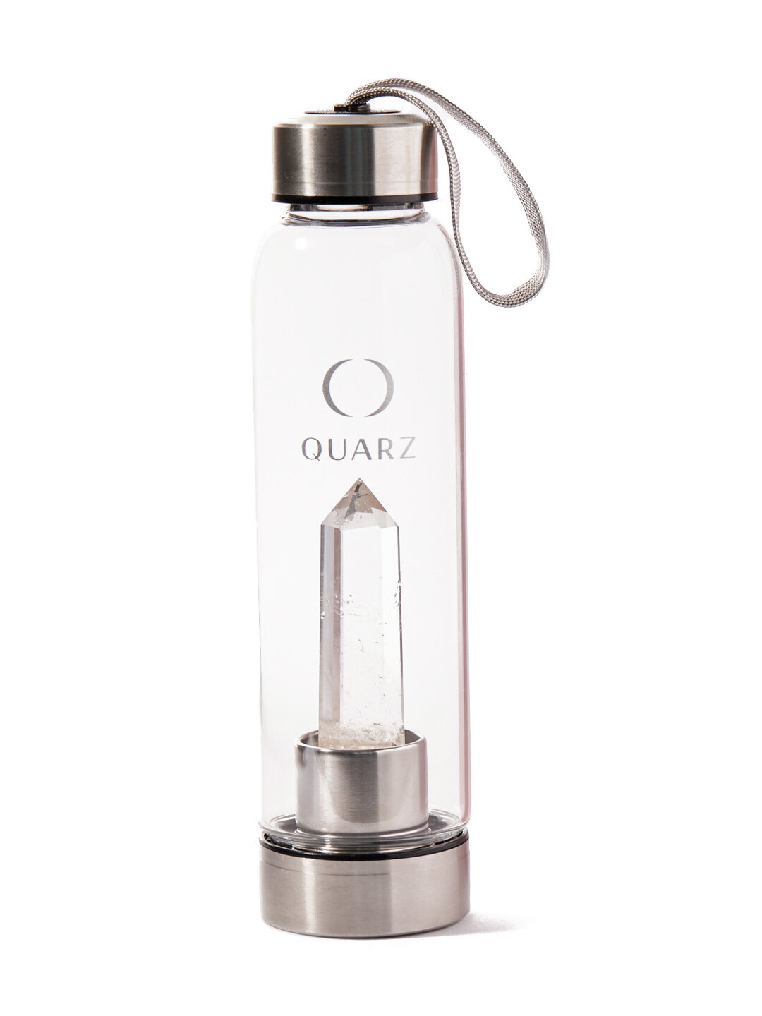 Бутылка для воды стеклянная QUARZ с кристаллом горного хрусталя, 500 мл