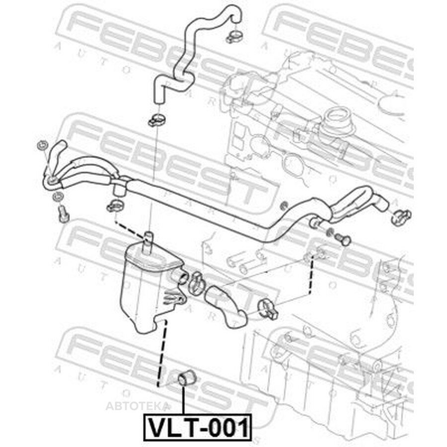 Уплотнительное кольцо VOLVO XC90 2003- патрубка вентиляции картера FEBEST VLT001