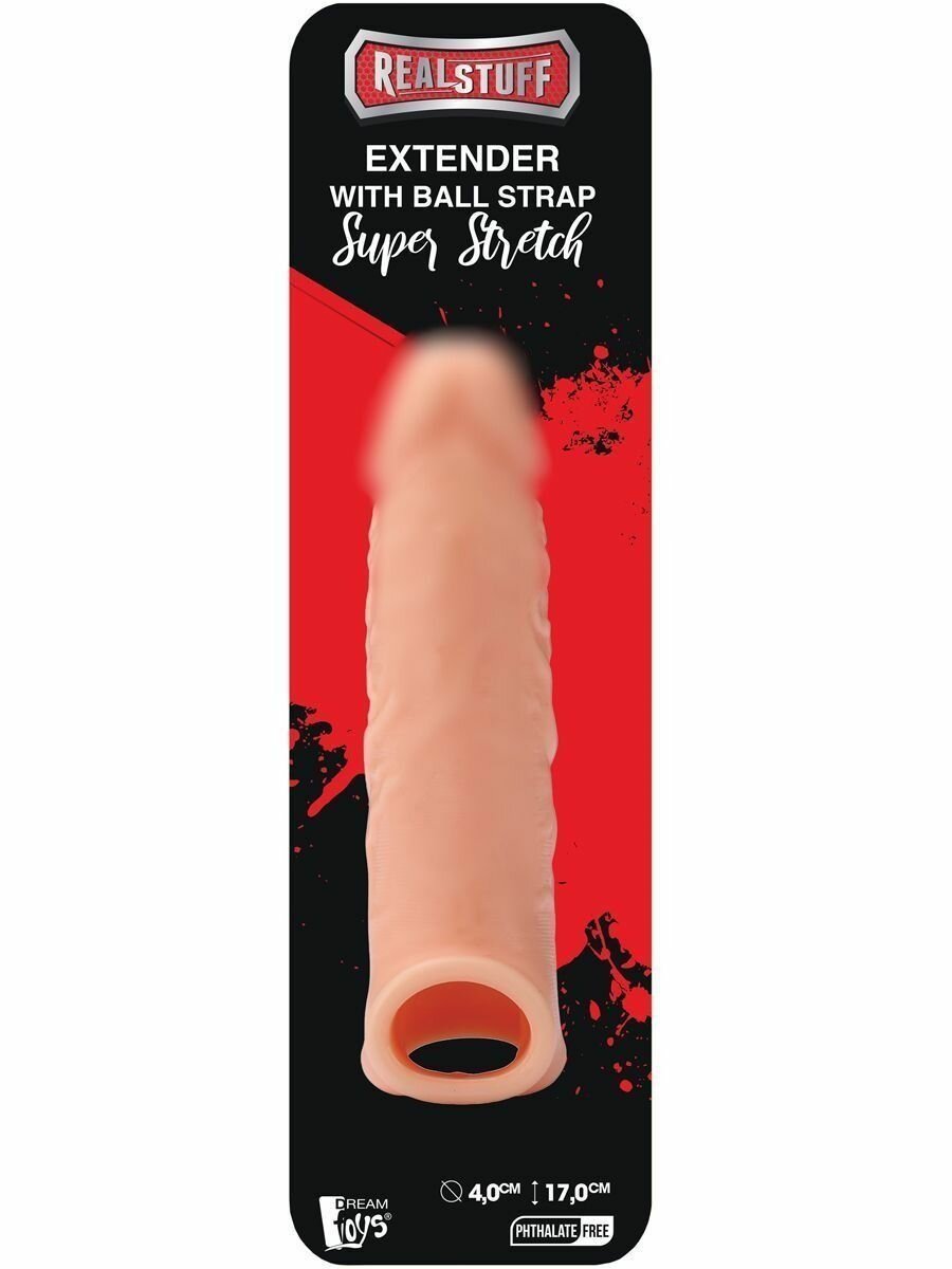 Насадка на пенис для увеличения размера "REALSTUFF EXTENDER WITH BALL STRAP 6.5" 16см.