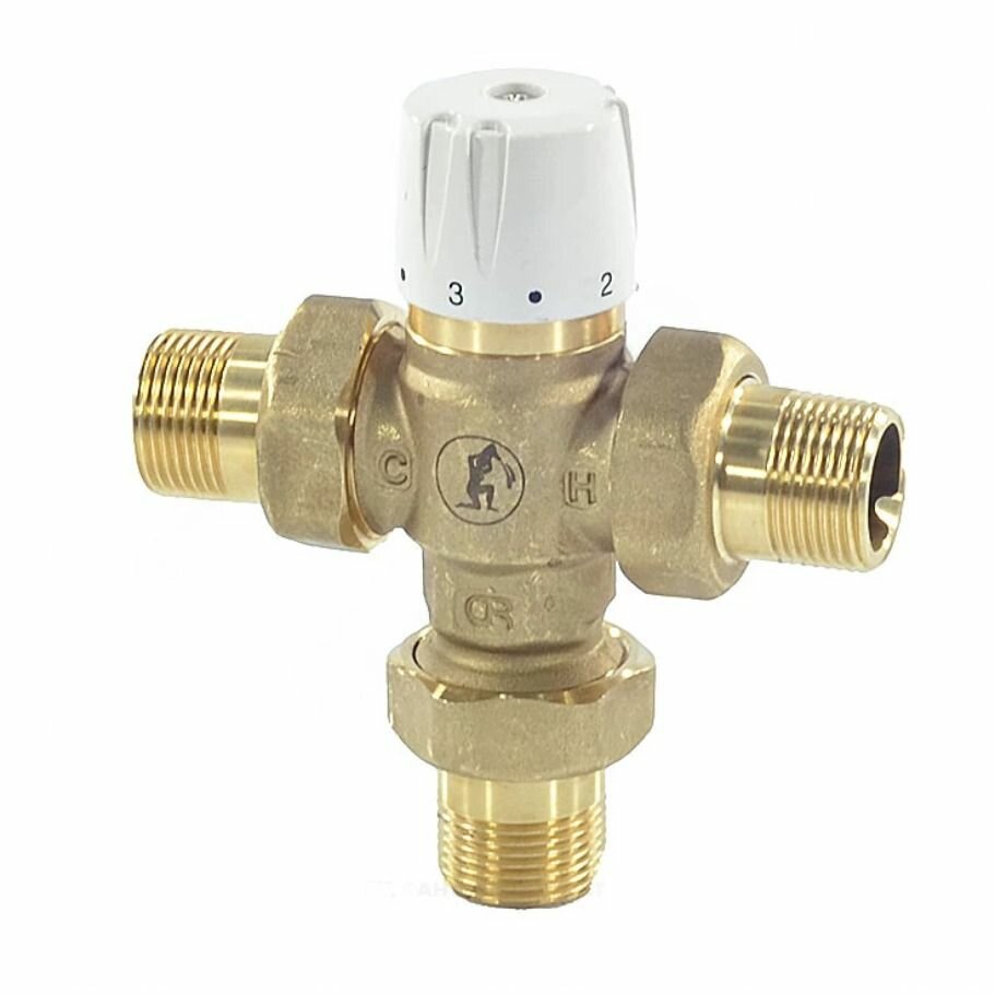 Клапан смесительный термостатический седельный латунь R156-2 Ду 25 Ру10 1" НР Kvs 5м3/ч Tн 30-65C Tmax 85С с защитой от ожога Giacomini R156Y225