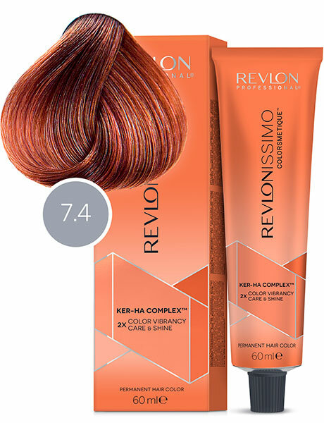 Краска для волос Revlon Professional Coloring Hair Revlonissimo Colorsmetique Care & Shine, Краситель с гиалуроновой кислотой перманентный. Перманентный Краситель с Гиалуроновой кислотой, Гарантия Результата Окрашивания + Уход за Волосами, 7.4
