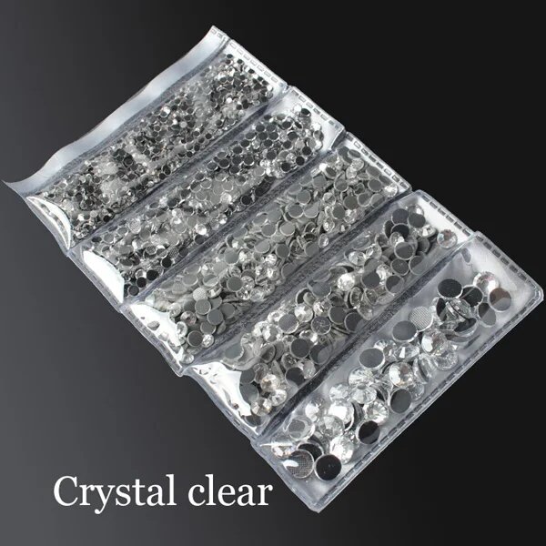 Горячие стразы TENGJIAN, 2000 шт, разноцветные, стеклянные Серебряный, Crystal clear