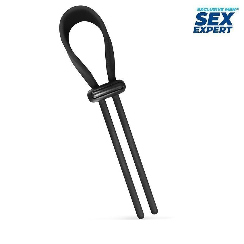 Ремень-лассо SexExpert, для усиления эрекции, черный, силикон