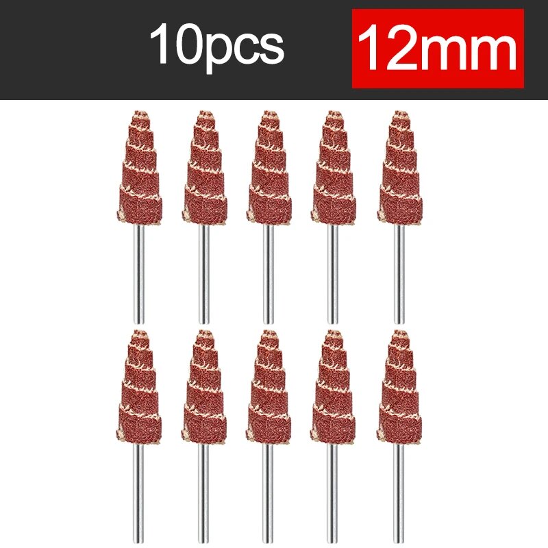Шлифовальная головка 10 мм/12 мм, наждачная бумага, лоскутный конус, аксессуары для Dremel, вращающийся инструмент, зернистость 80-600 12mm 10pcs, 120