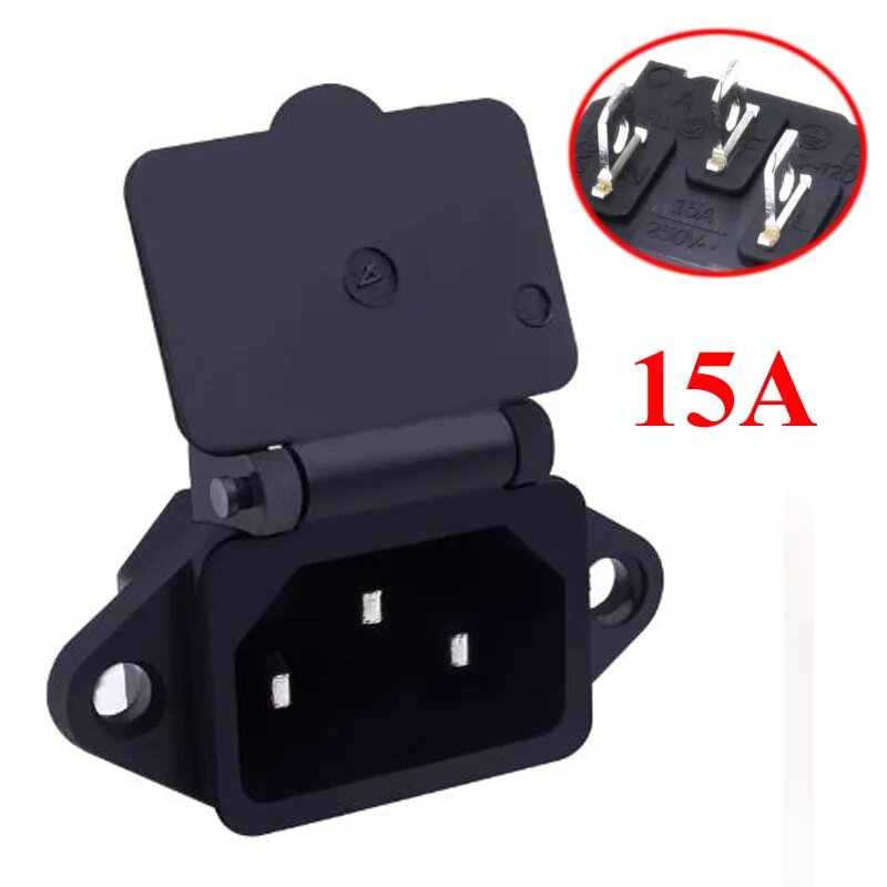 Universal Black Copper AC Power Socket 10A 16A 250V AC15A