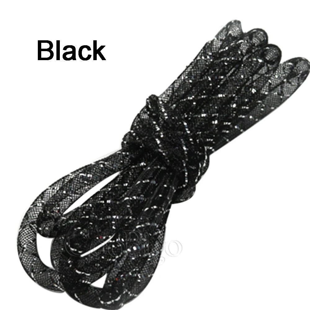 Трубчатый кринолин полиэстер 8 мм 10 ярдов 16 цветов Черный, Black