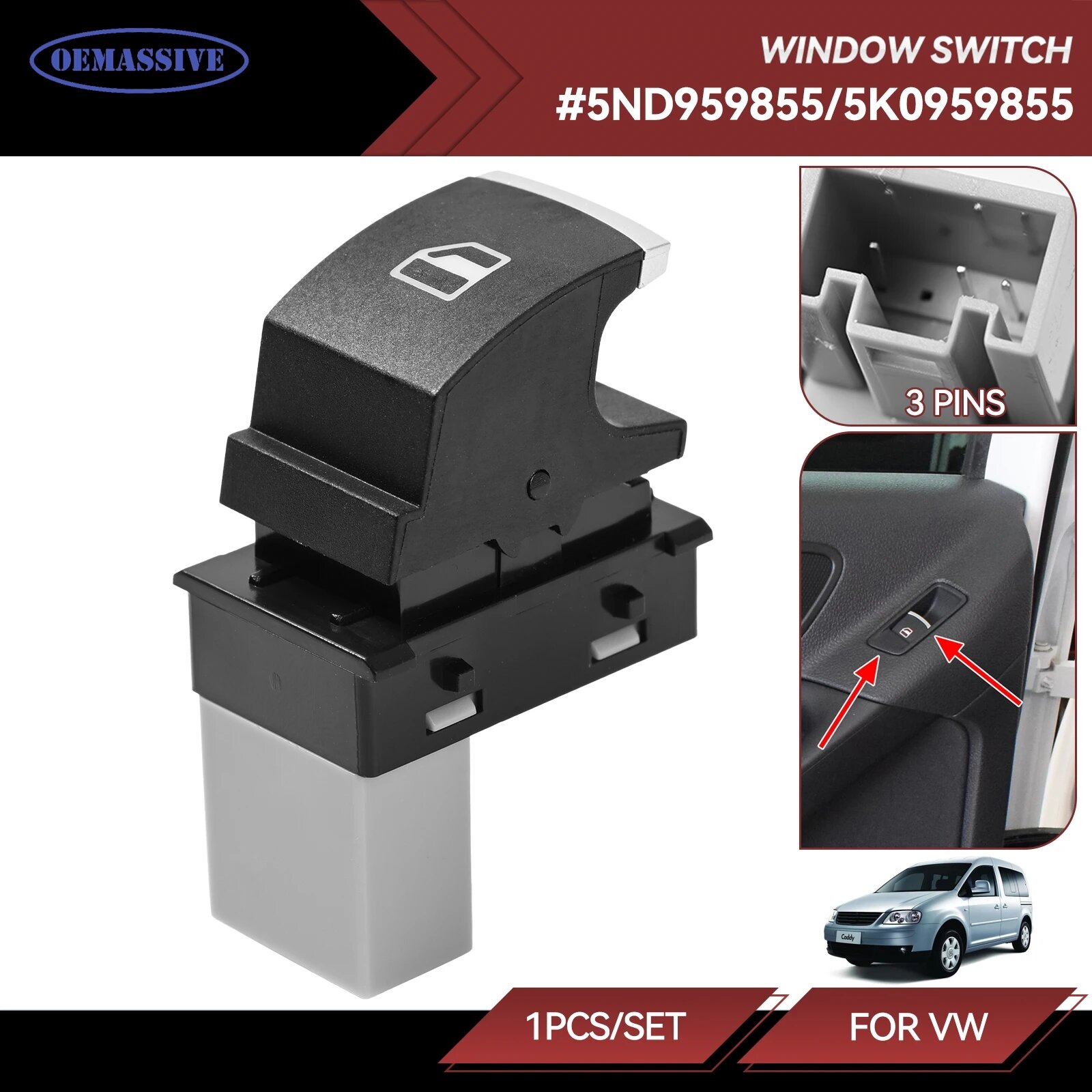 Кнопка переключения стеклоподъемника для VW Jetta Tiguan Caddy Golf MK5 MK6 Passat Touran Seat MK2 5ND959855 5K0959855 5ND 959 855