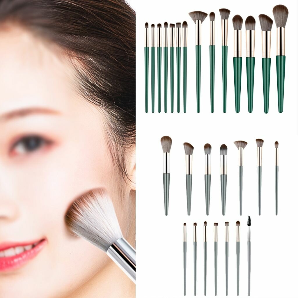 Набор мягких кисточек для макияжа волос из 14 частей-серый