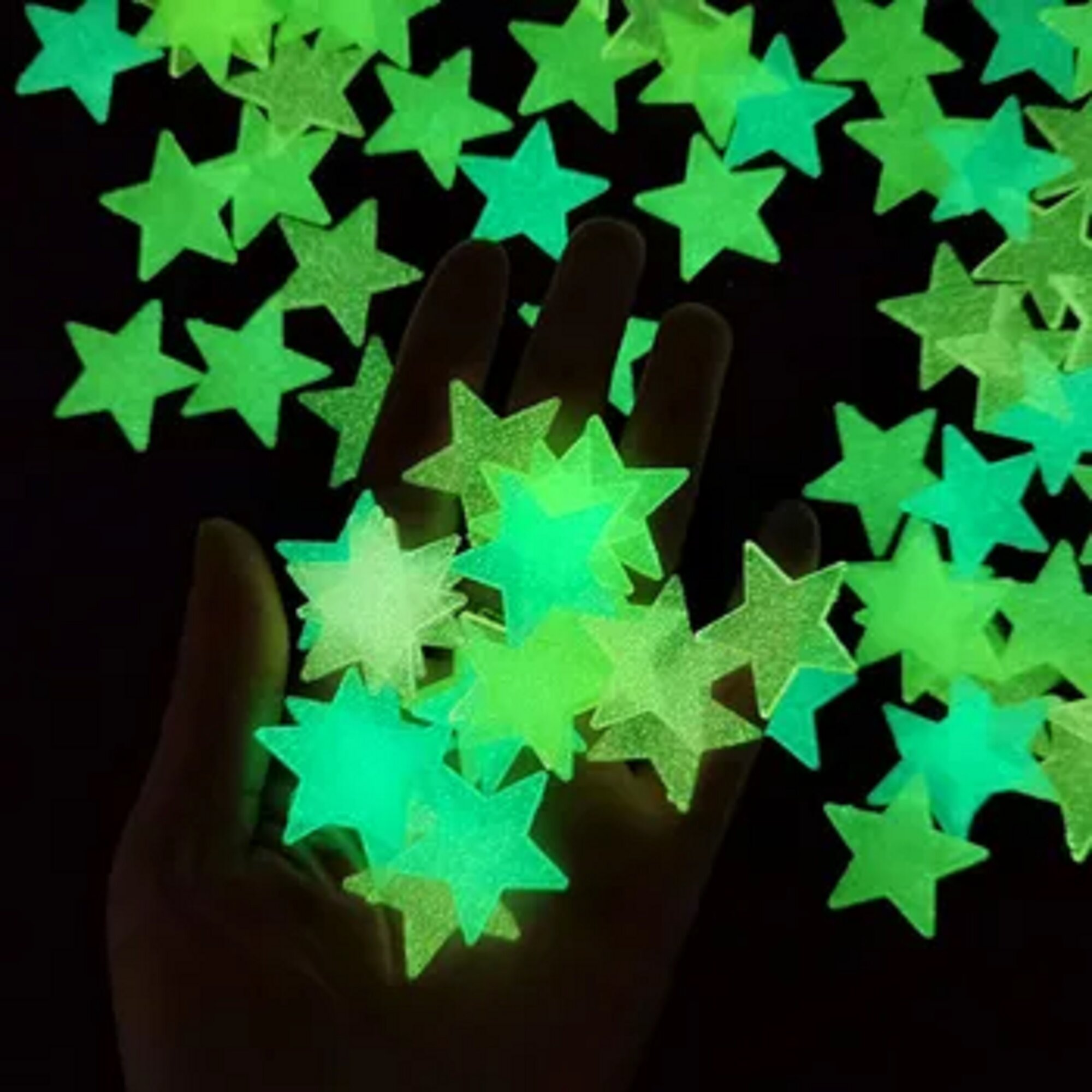 Наклейки звездочки разноцветные светящиеся в темноте 100 шт