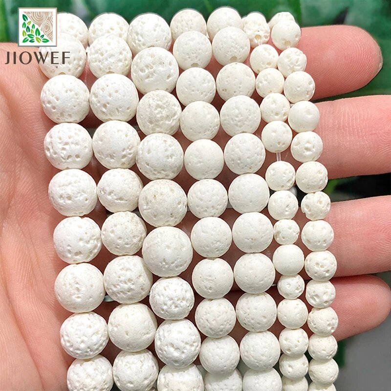 Бусины из белого вулканического камня JIOWEF 4/6/8/10 мм 10mm-about 36pcs