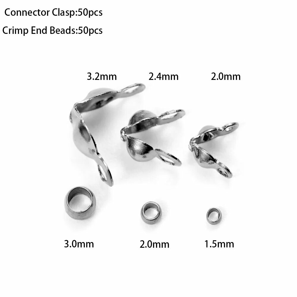 Комплект соединительных застежек и бусин из нержавеющей стали золотого цвета для рукоделия 2 x 1.5mm, Stainless steel