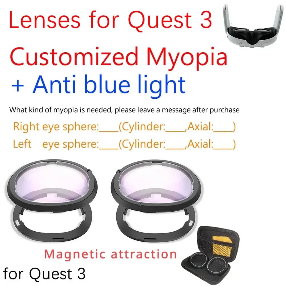 Линзы для VR очков CMOTPETB по рецепту forQuest 3Anti blue