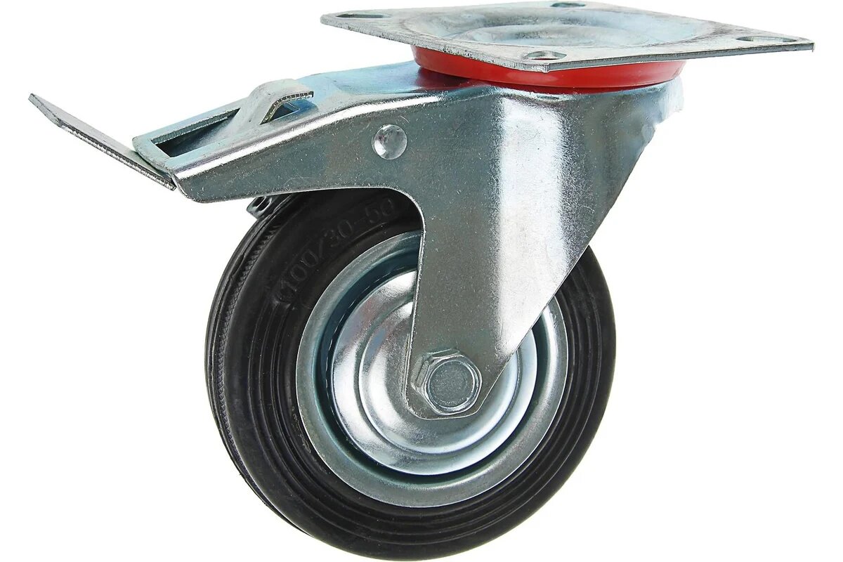 Тундра Колесо для транспортных тележек, d=100 мм, на площадке, со стопором 3609821