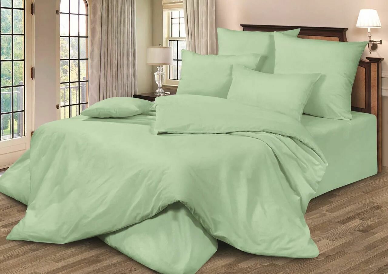 Постельное бельё тенсель King Size семейное резинка 200х200х30 - 4251 Хвойный