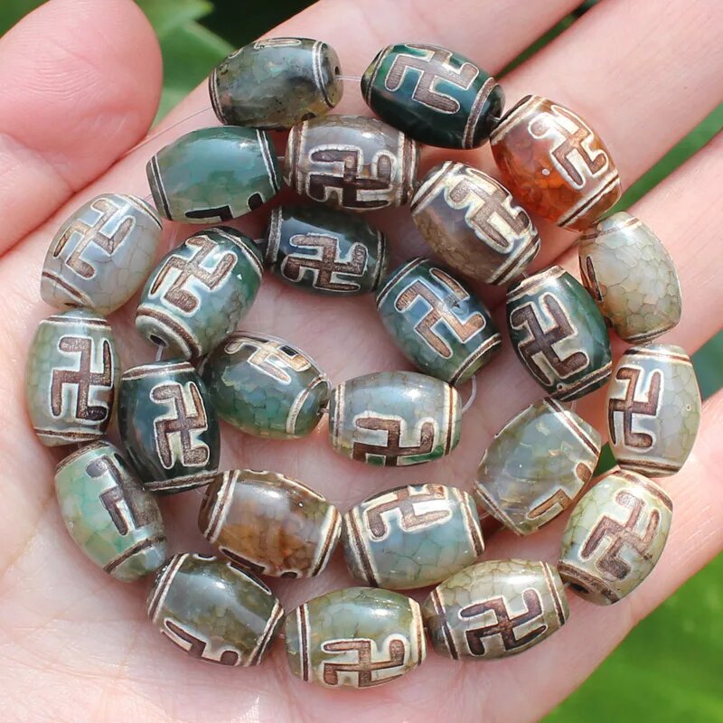 Зеленые агатовые бусины Дзи Laerf Beads Wan