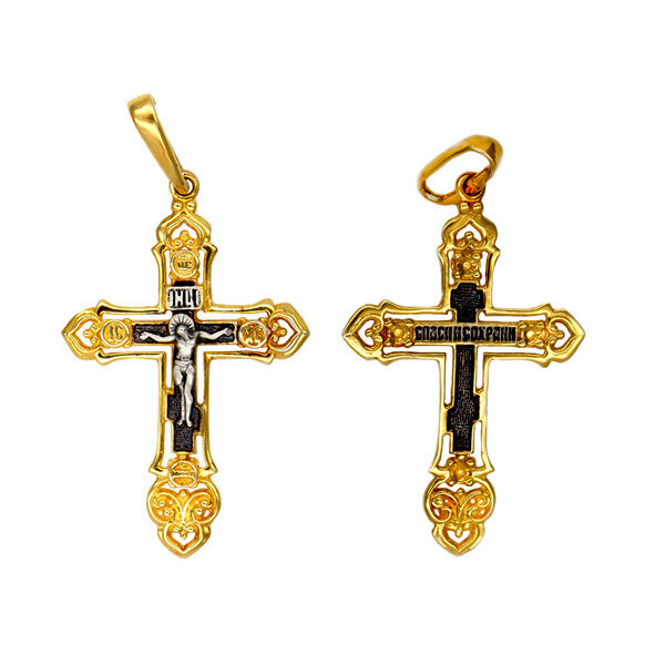 Крестик, серебро, 925 проба, золочение